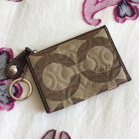 Coach | Bags | Coach Logo Brown Mini Wallet | Poshmark